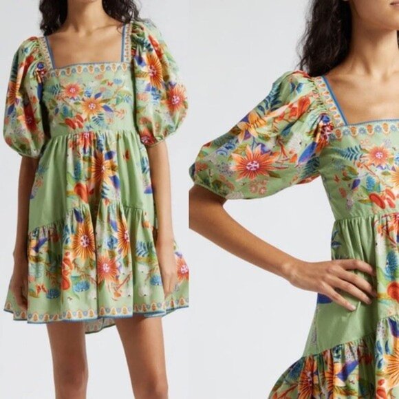 Green Bright Yard Mini Dress